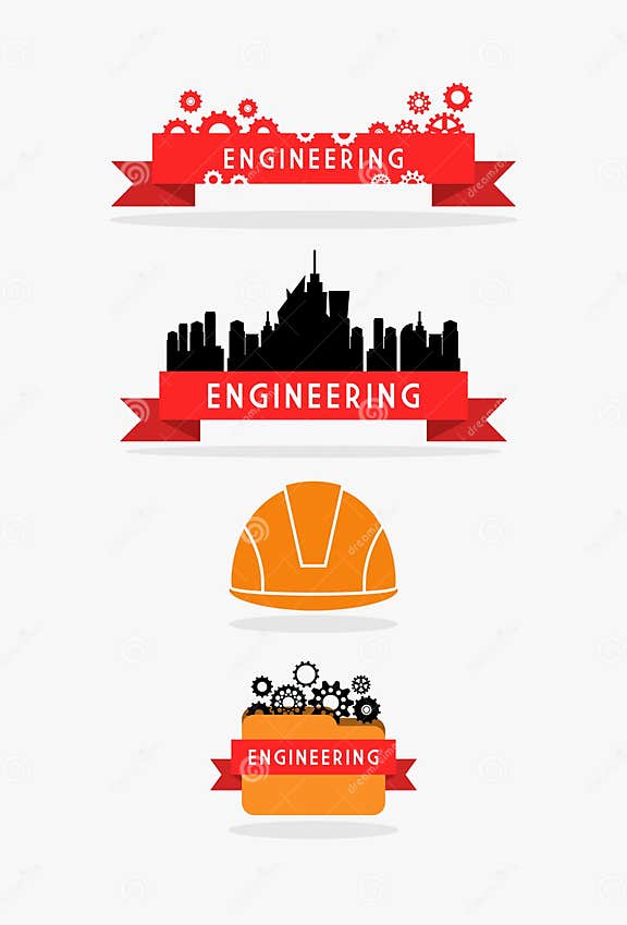 Engineering Ribbon and Banner Set Stock Vector - Illustration of house ...