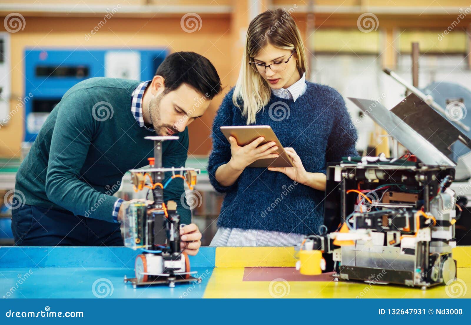 Engineering Robotics Class Teamwork Stock Image - Image of industrial ...