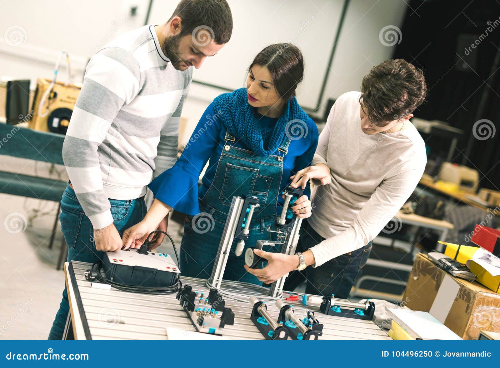 Engineering Robotics Class Teamwork Stock Photo - Image of assembly ...