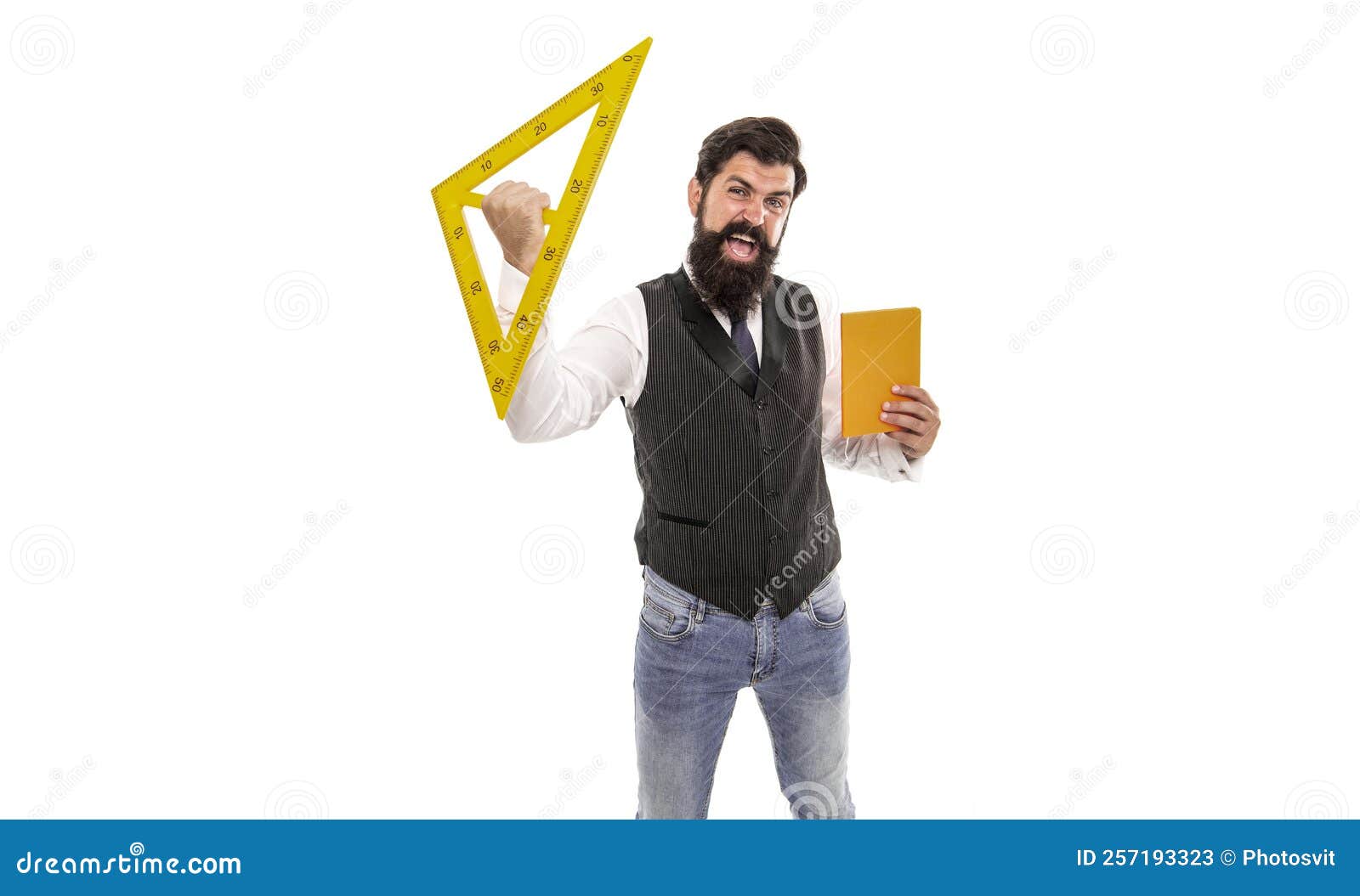 Engineering is Science To Solve Problems. Excited Hipster Hold Triangle ...