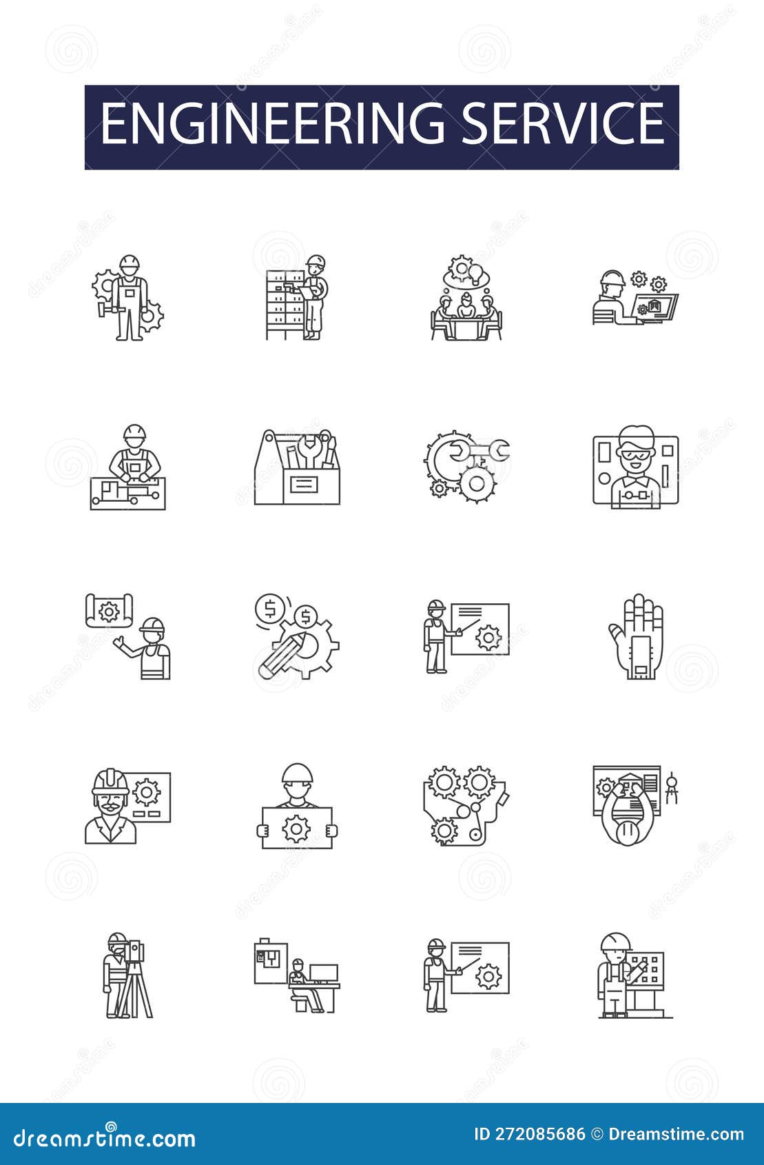 Engineering Service Line Vector Icons and Signs. Service, Consultancy ...