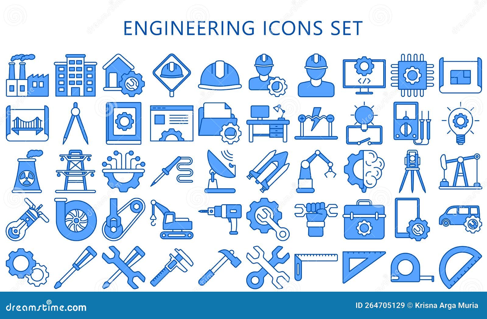 Engineering Blue Color Icons Set Stock Vector - Illustration of civil ...