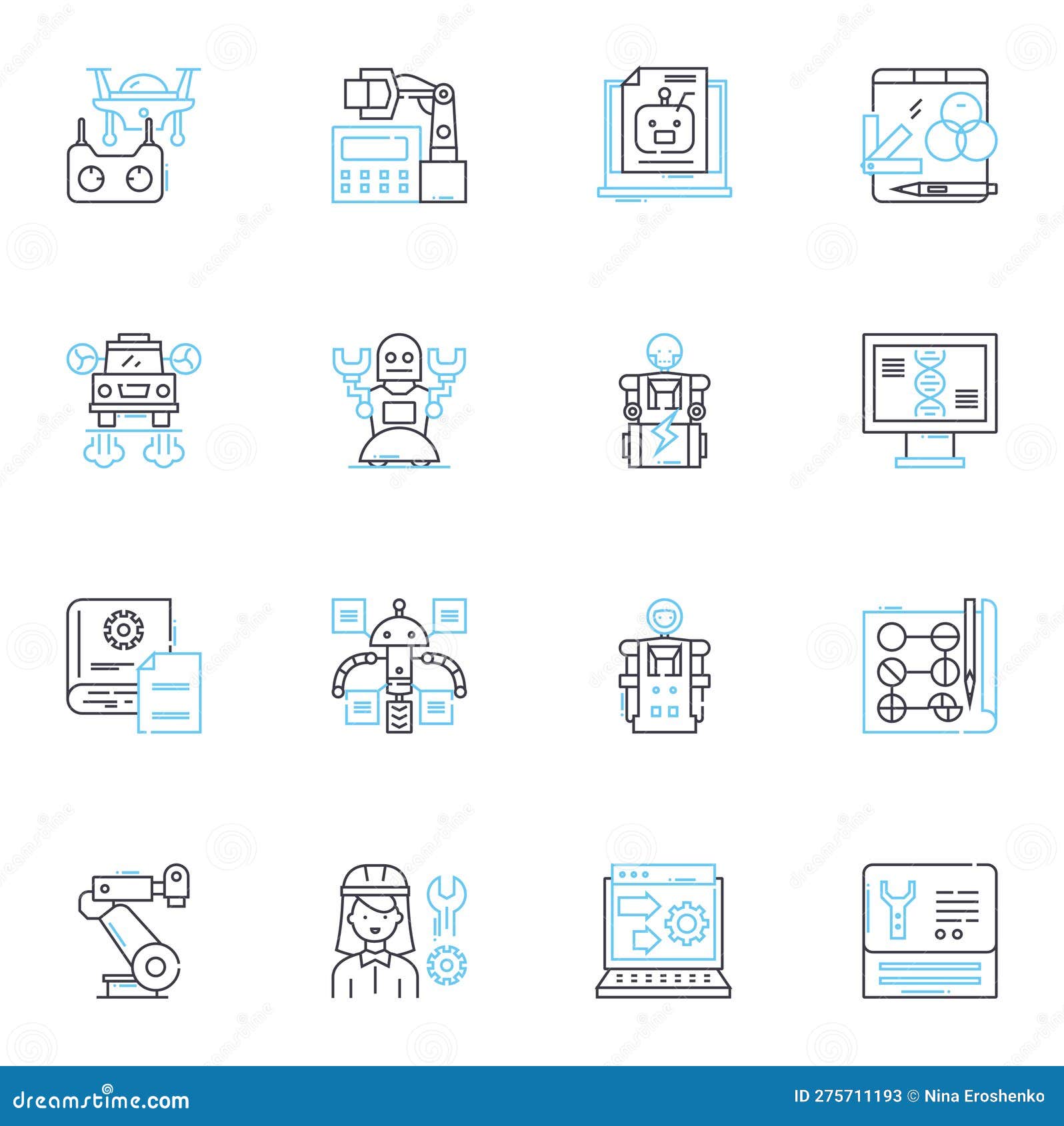 Engineering Simulation Linear Icons Set Modeling Analysis Optimization Visualization