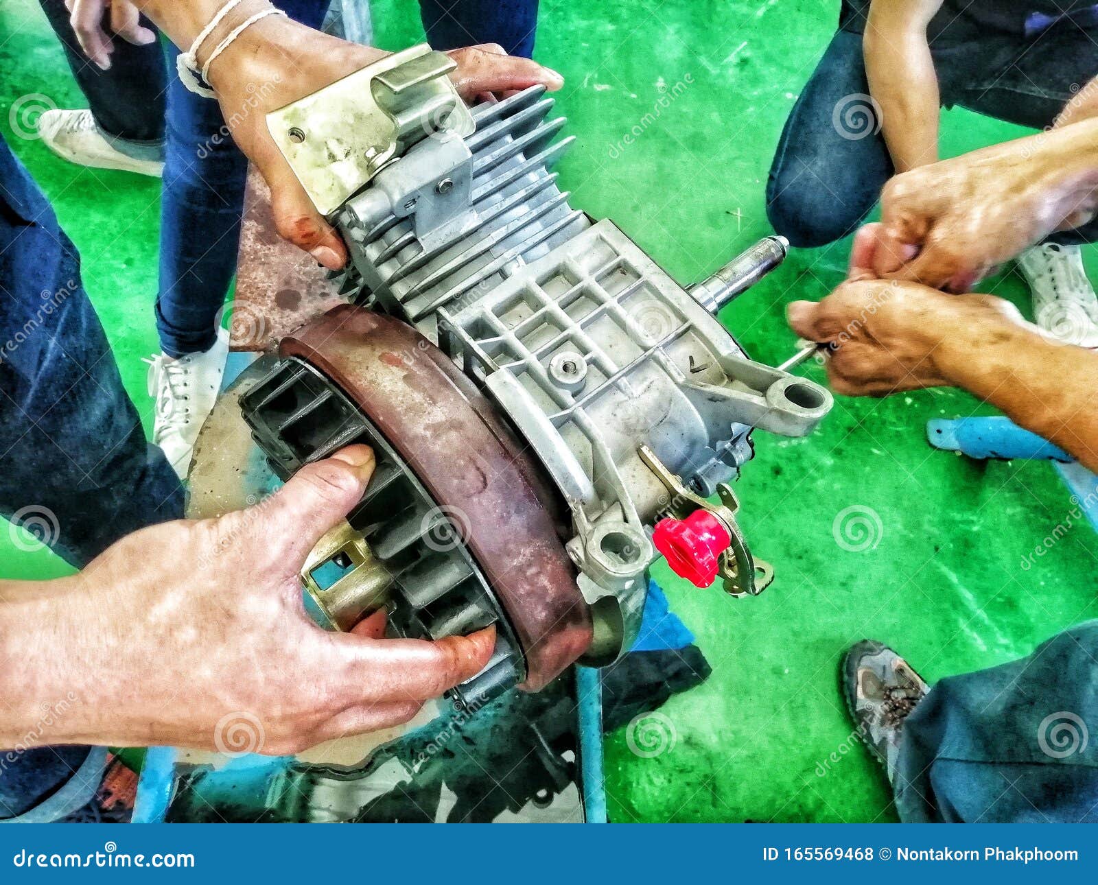 Engineering Student Learning To Disassemble the 4-cylinder Diesel ...