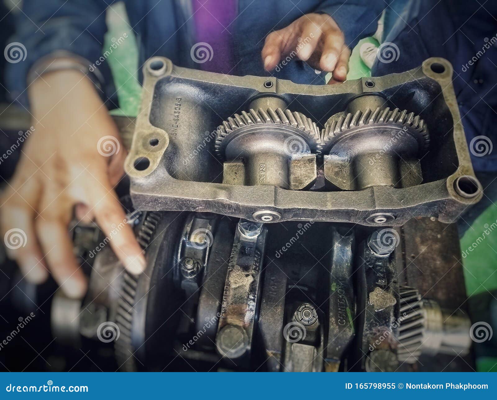 Engineering Student Learning To Disassemble the 4-cylinder Diesel ...