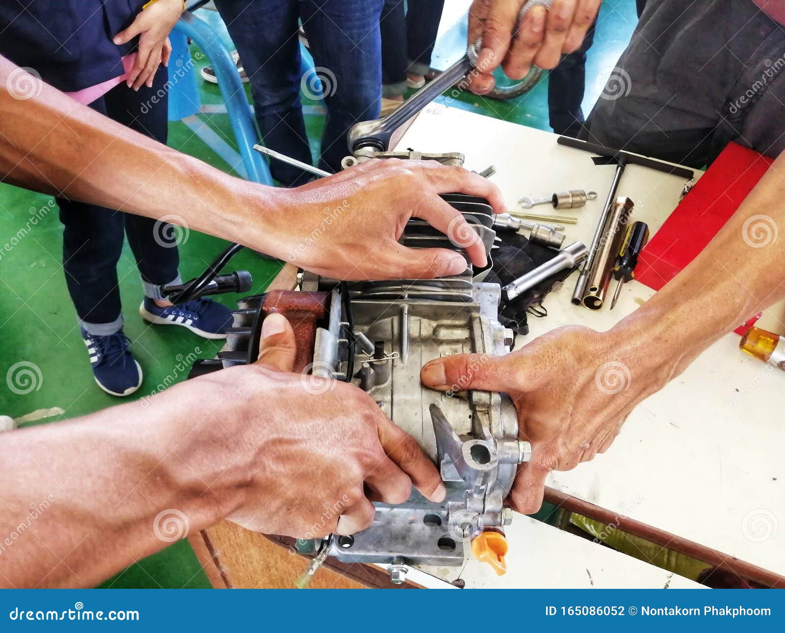 An Engineering Student is Studying a Disassembling Benzyl Engine. in ...