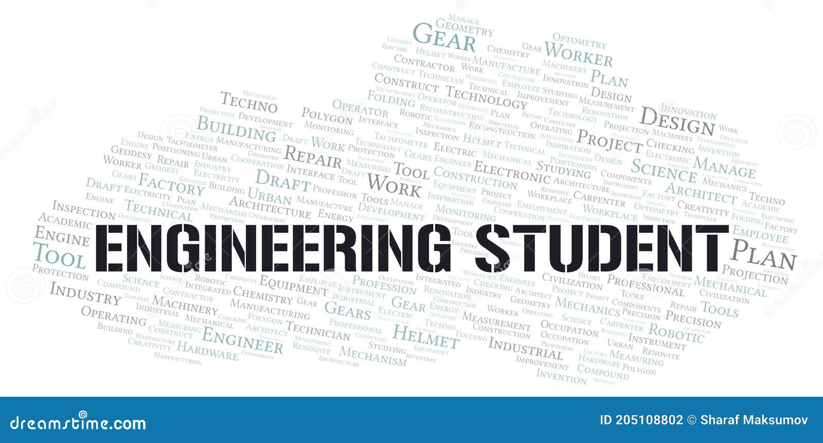 Engineering Student Typography Word Cloud Create with the Text only ...