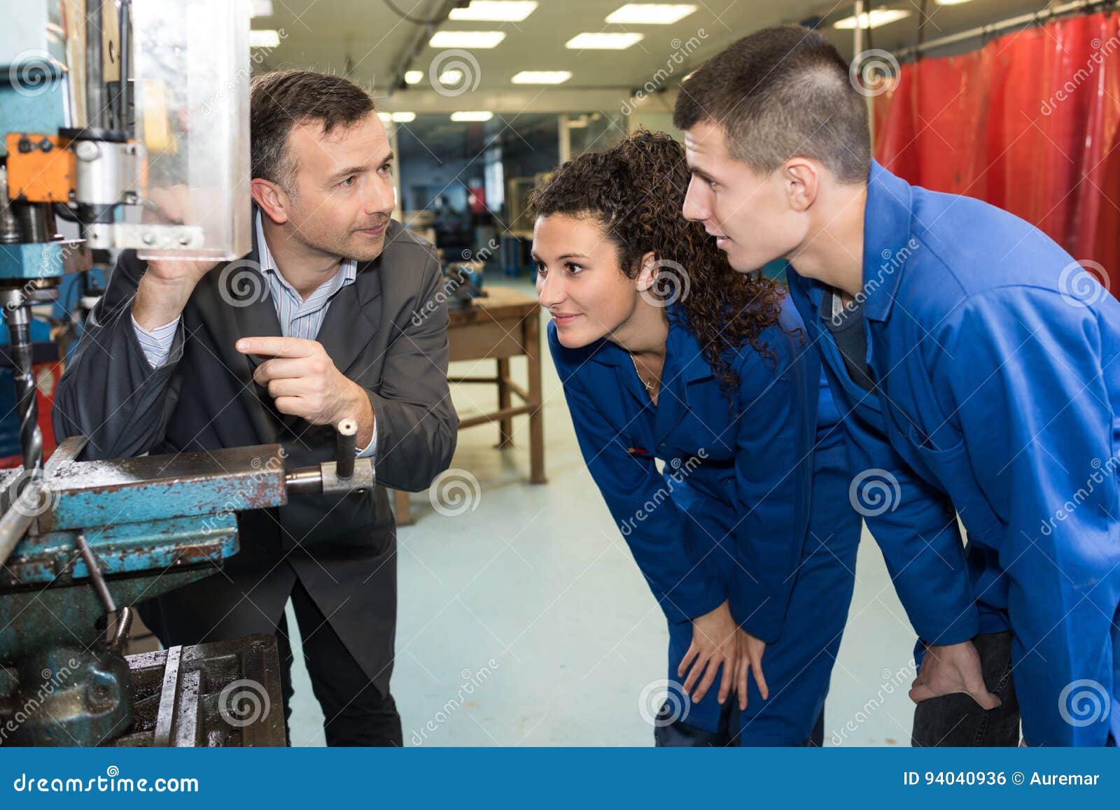 Engineering Student Using Heavy Machinery at University Stock Photo ...