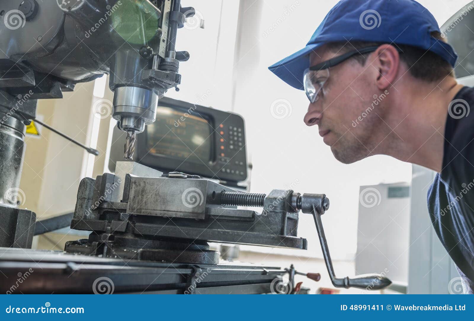 Engineering Student Using Large Drill Stock Image - Image of shoulders ...