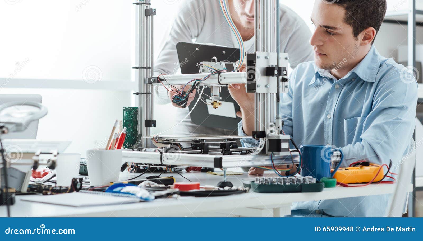 Engineering Students Using a 3D Printer Stock Photo - Image of ...