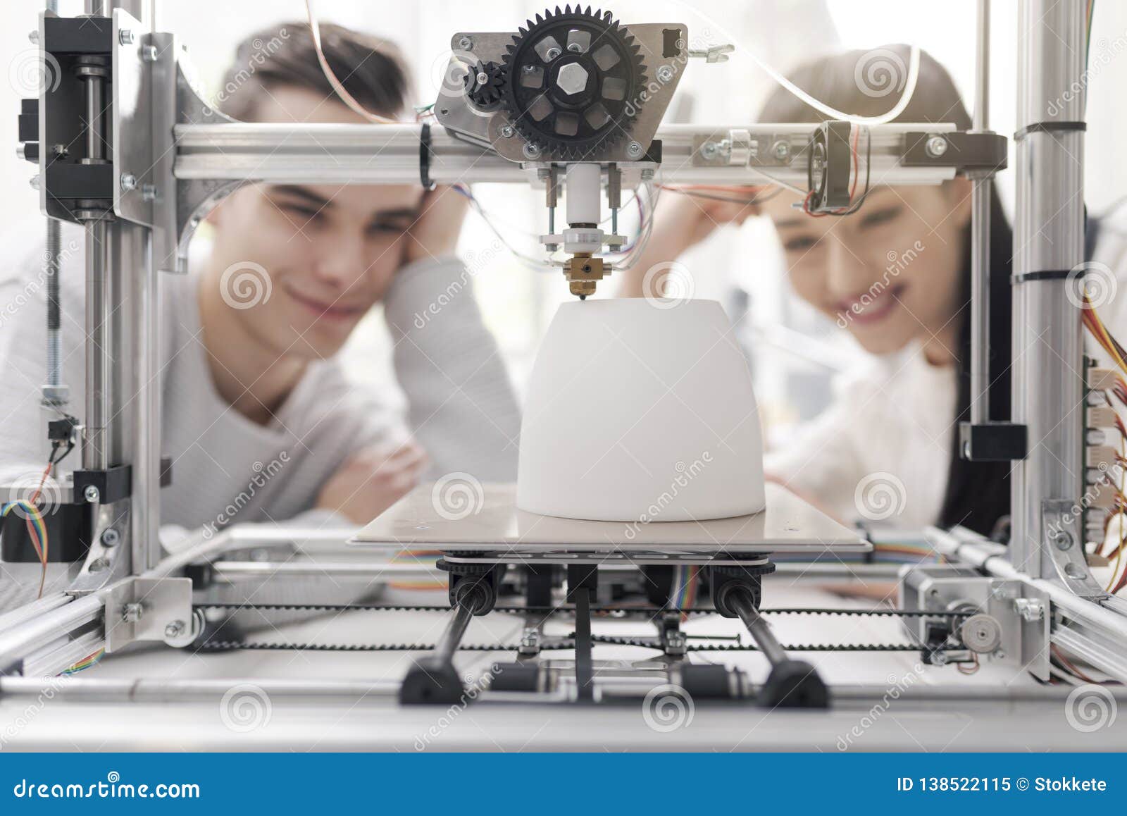 Engineering Students Using a 3D Printer in the Lab Stock Image - Image ...