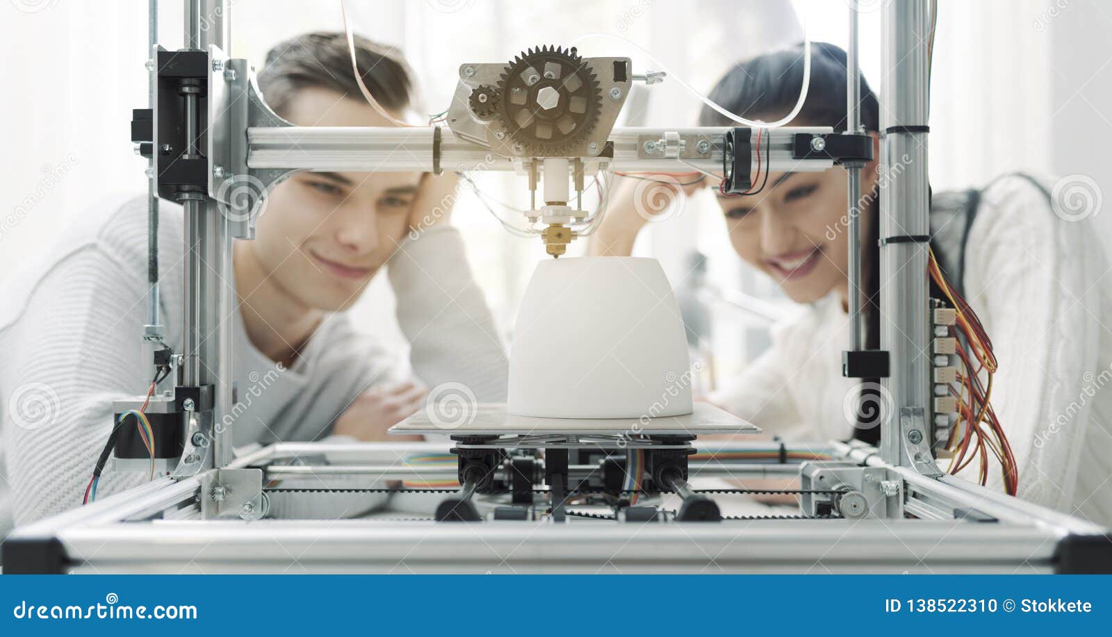 Engineering Students Using a 3D Printer in the Lab Stock Photo - Image ...