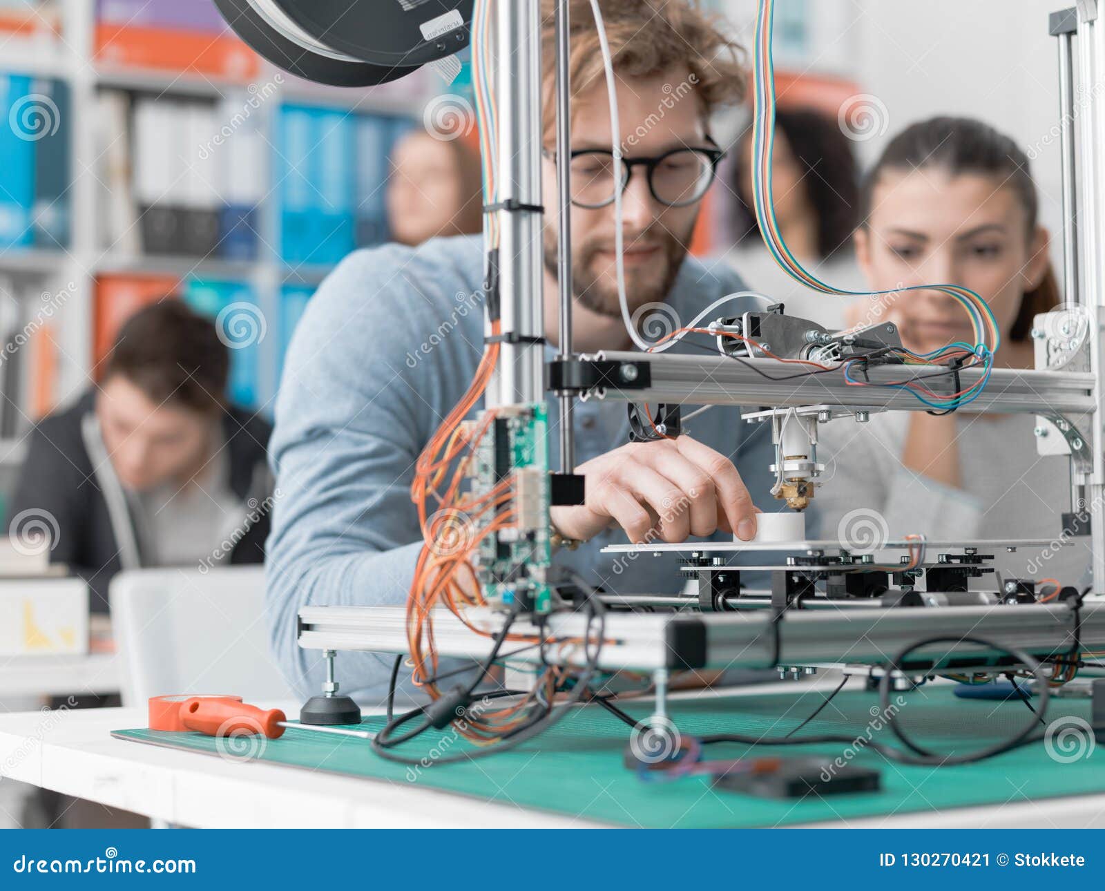 Students Using a 3D Printer Stock Image - Image of creative, female ...