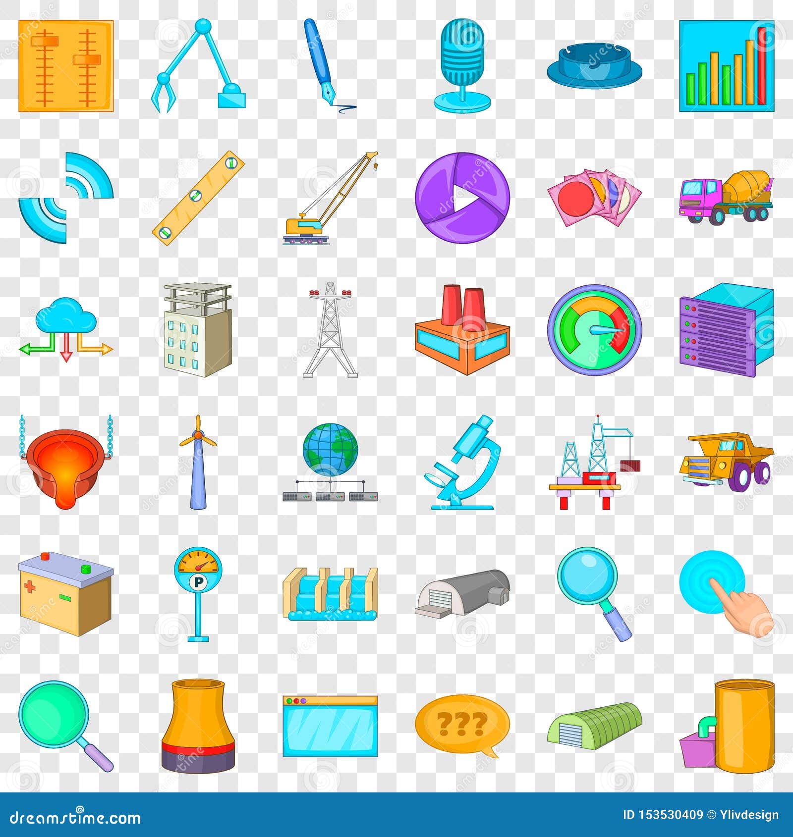 Engineering System Icons Set, Cartoon Style Stock Vector - Illustration ...