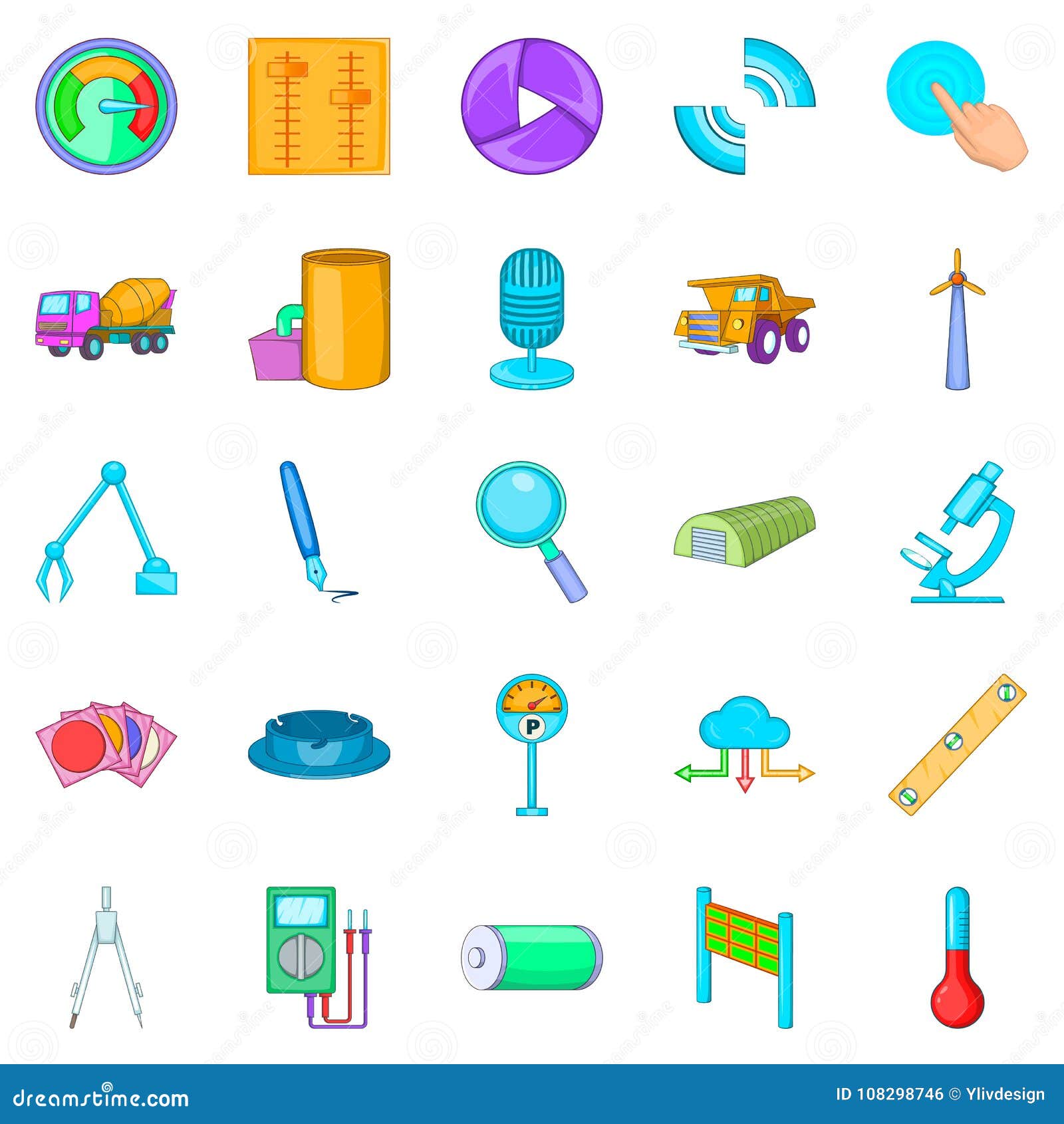 Engineering System Icons Set, Cartoon Style Stock Vector - Illustration ...