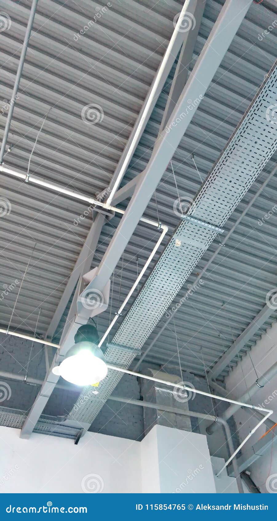 Engineering Ceiling Systems Indoors Stock Image - Image of metal, loft ...