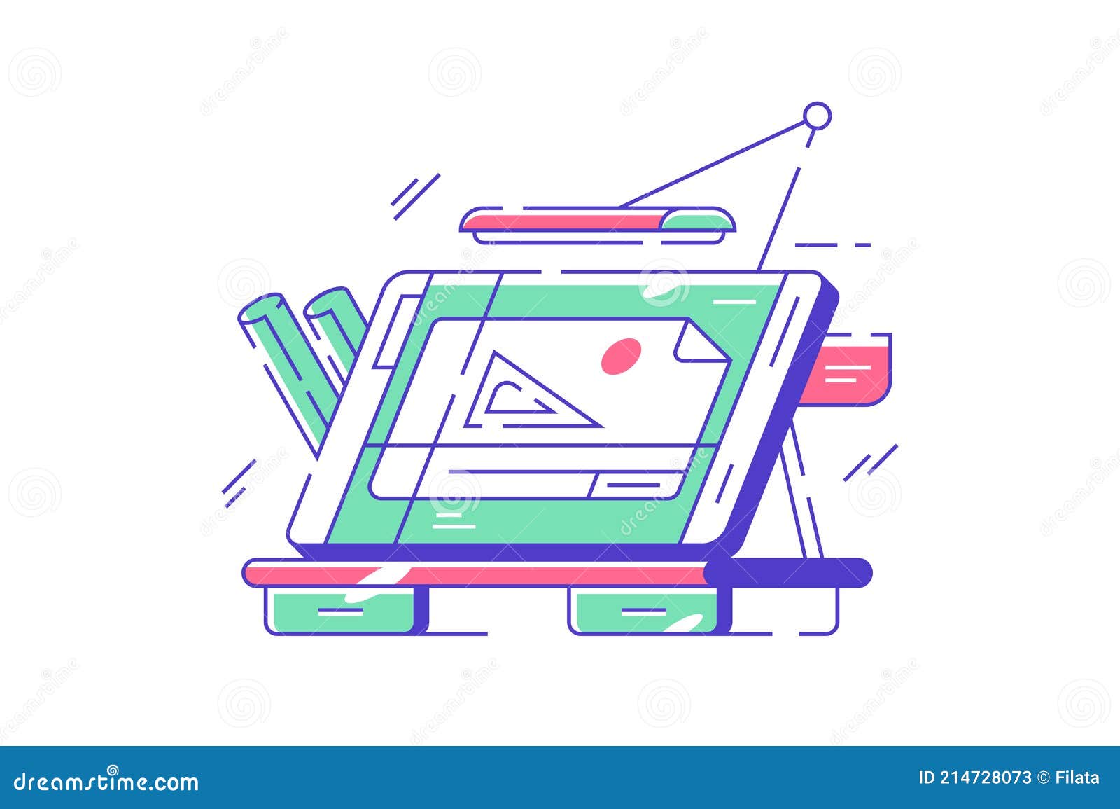 Engineering Table for Drawing Stock Vector - Illustration of screen ...