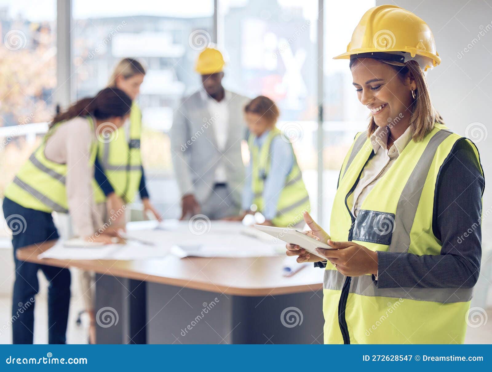 Engineering, Tablet and Woman Planning Project Management, Industry ...