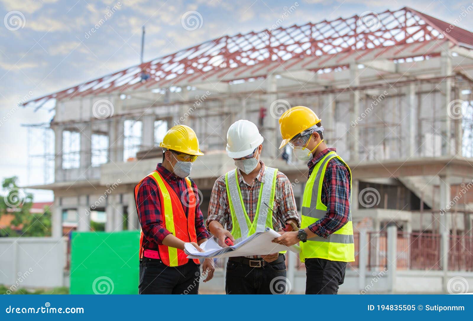 Engineering Team in the Construction Site of the House Stock Image ...