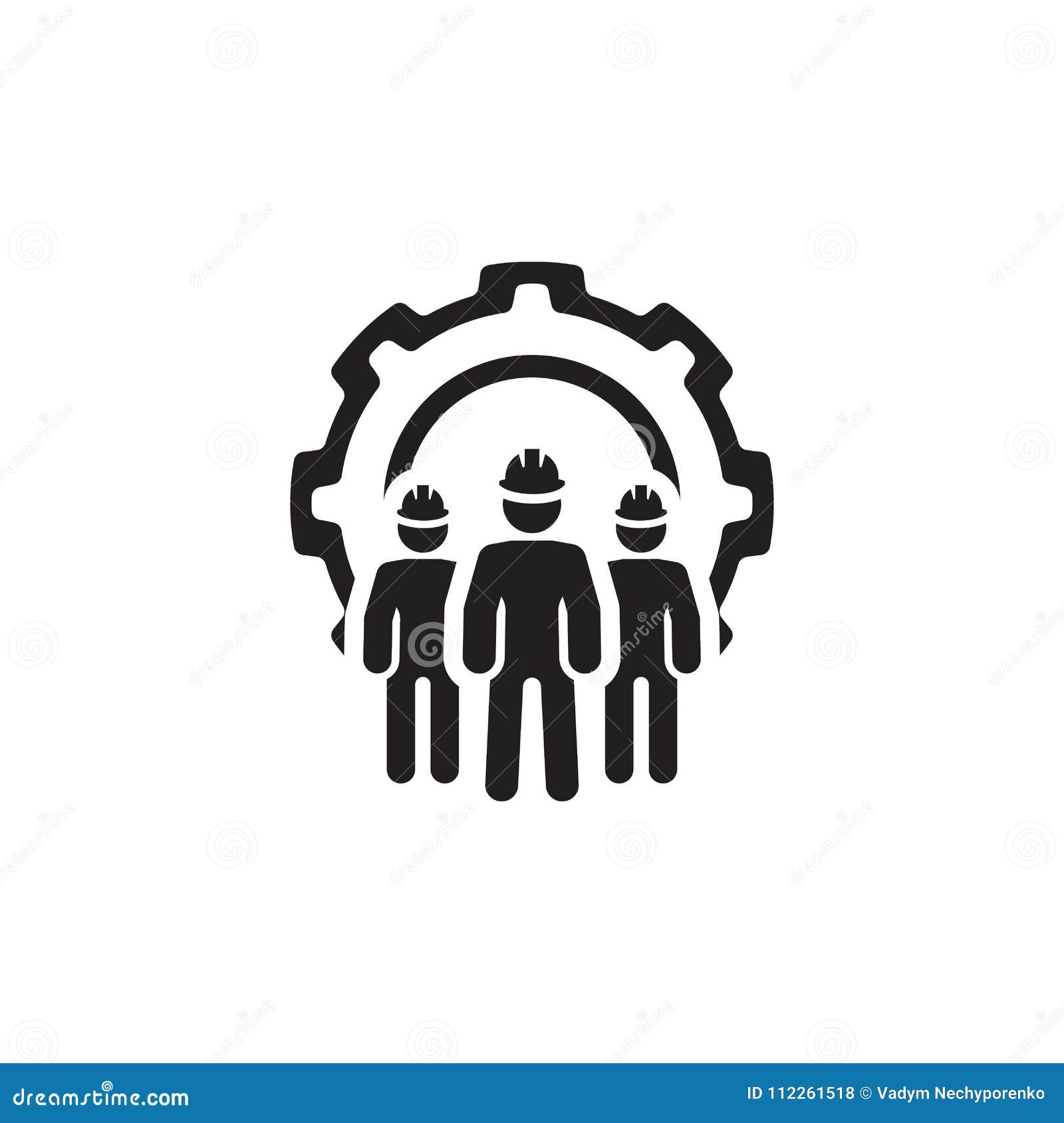Engineering Team Icon. Three Men and Cog Wheel. Development Symbol ...