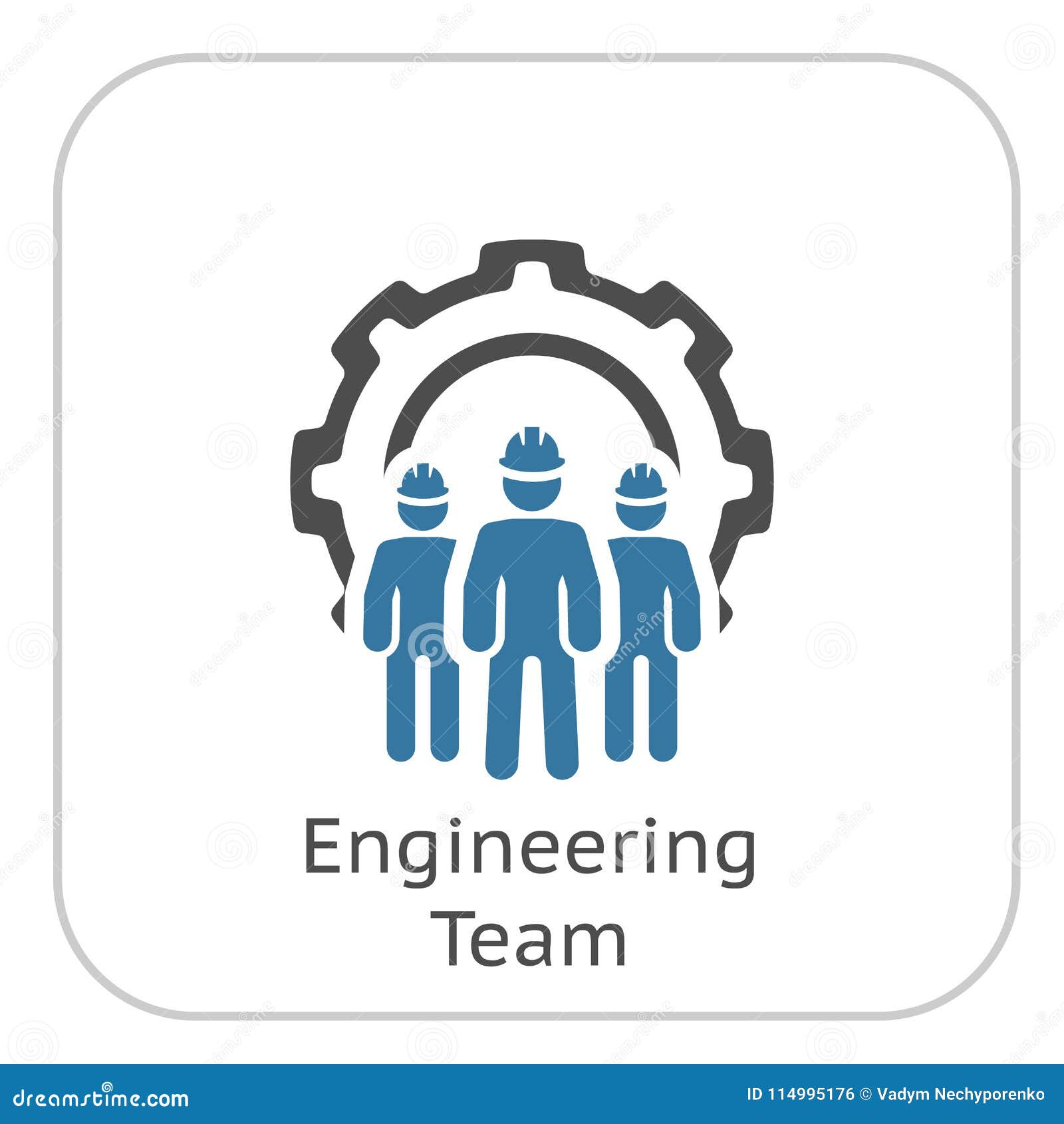 Engineering Team Icon. Three Men and Cog Wheel. Development Symbol ...