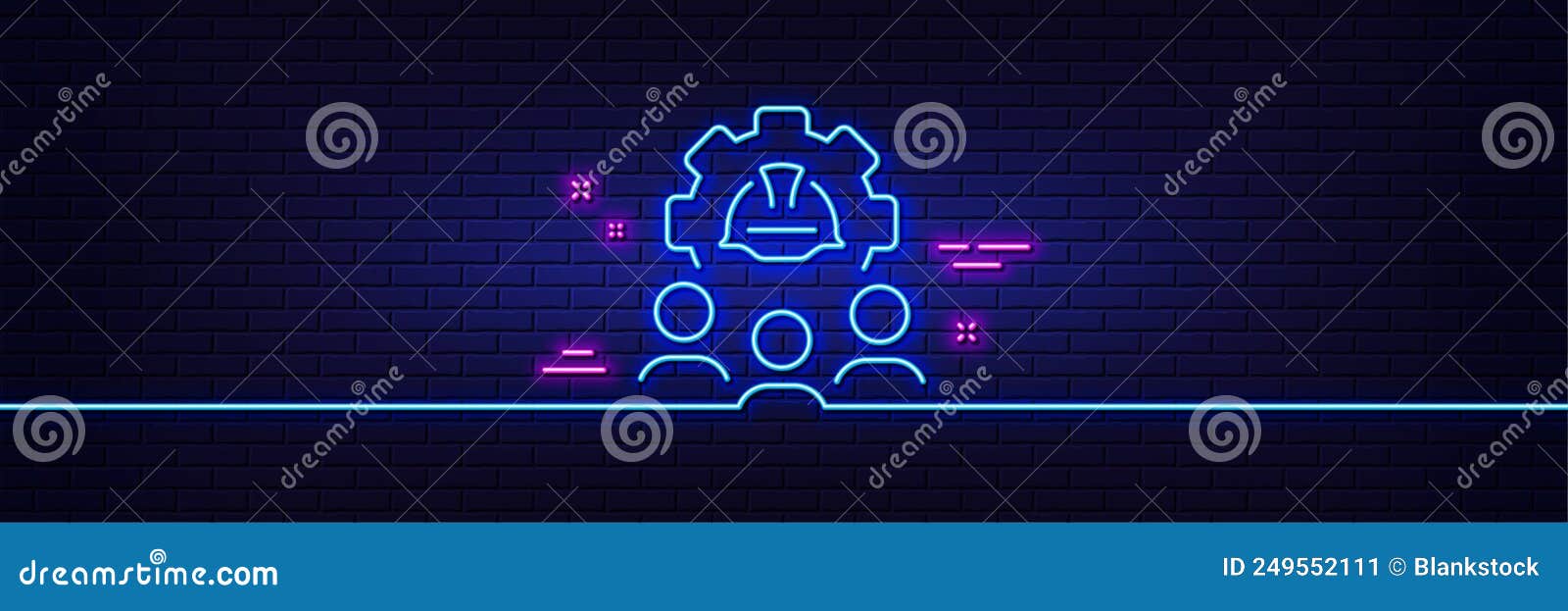 Engineering Team Line Icon. Engineer or Architect Group Sign. Neon ...