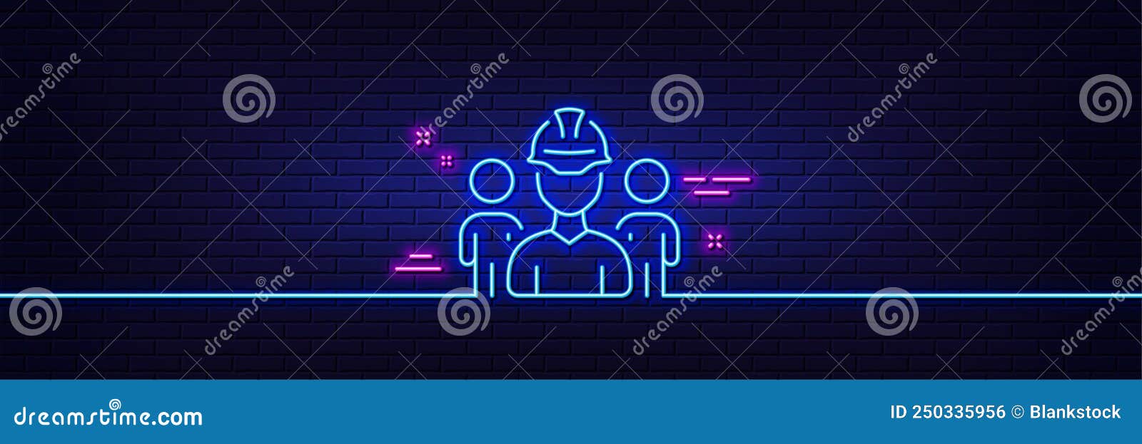 Engineering Team Line Icon. Engineer or Architect Group Sign. Neon ...