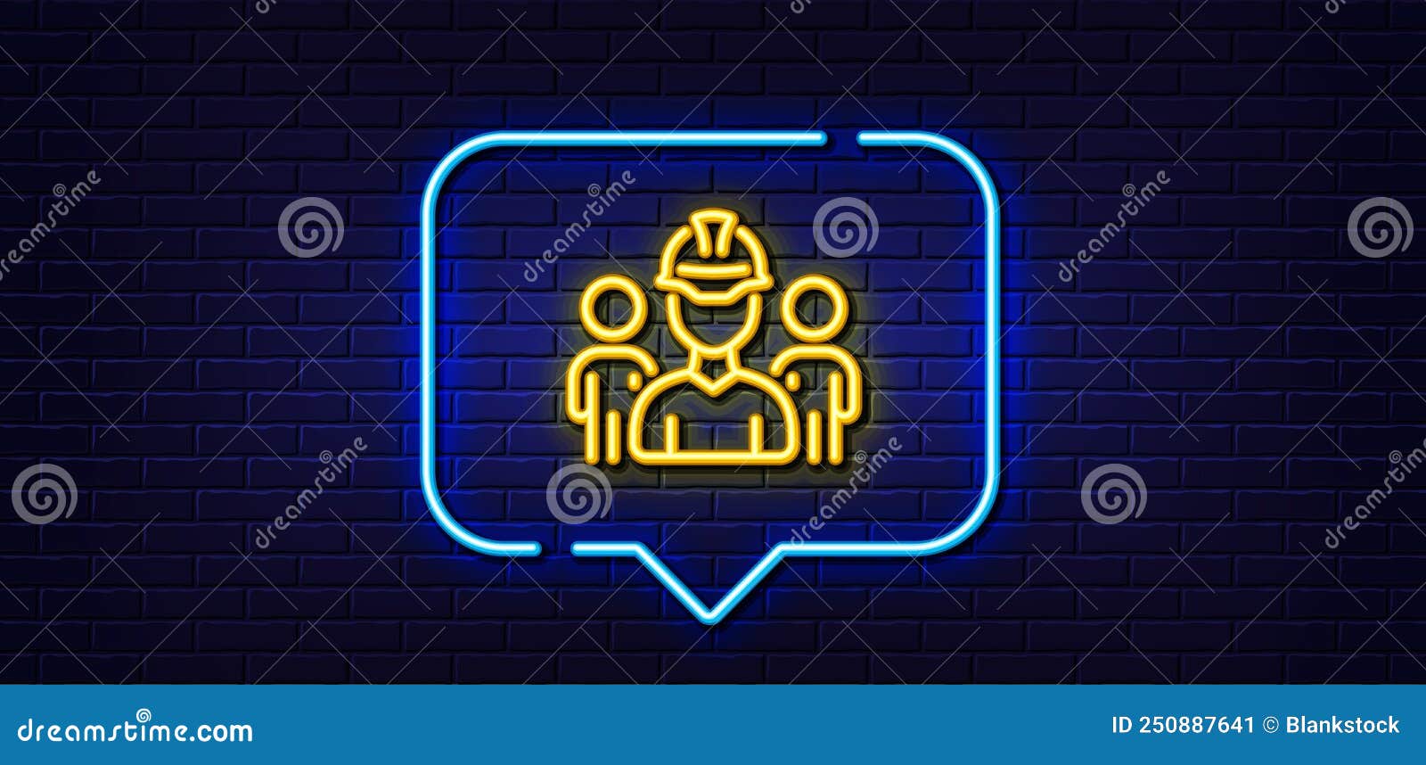 Engineering Team Line Icon. Engineer or Architect Group Sign. Neon ...