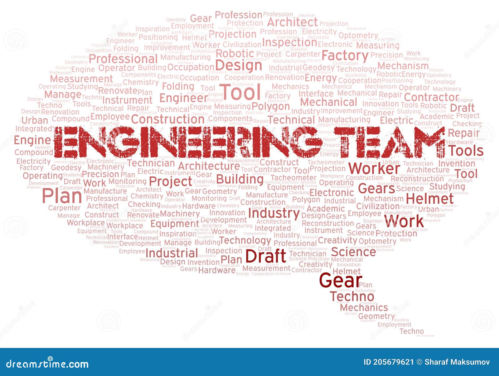 Engineering Team Typography Word Cloud Create with the Text only Stock ...