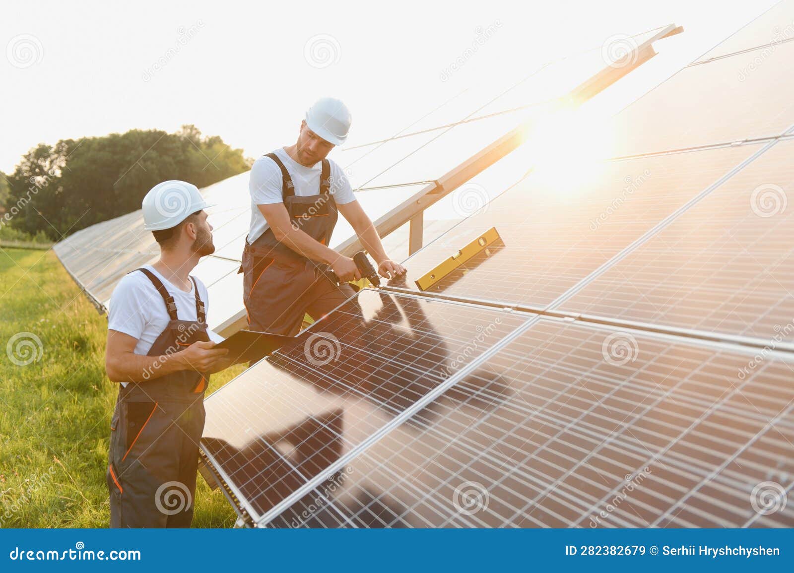 Engineering Team Working on Checking and Maintenance in Solar Power ...