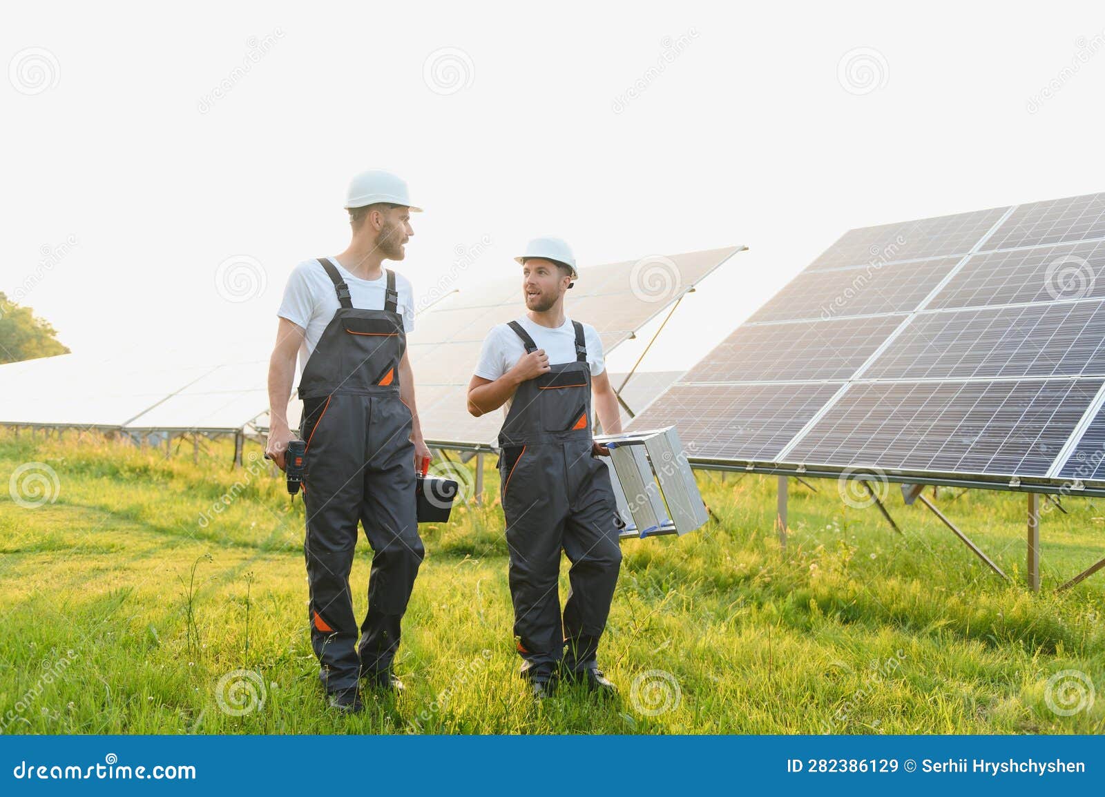 Engineering Team Working on Checking and Maintenance in Solar Power ...