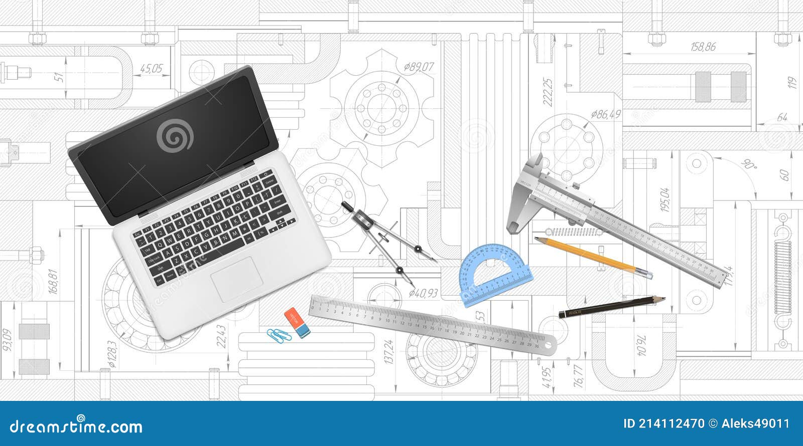 Engineering, Technical Drawing Isometric Landing Cartoon Vector ...