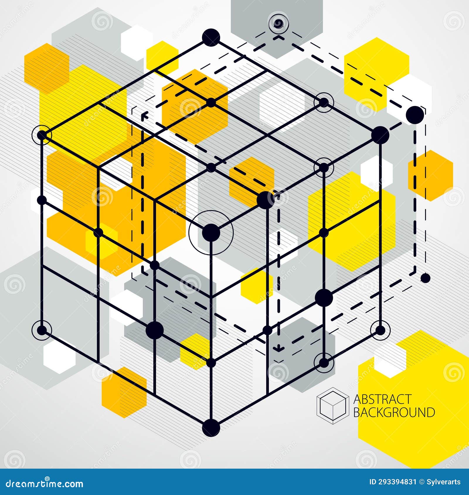 Engineering Technological Yellow Vector 3D Wallpaper Made with Cubes ...