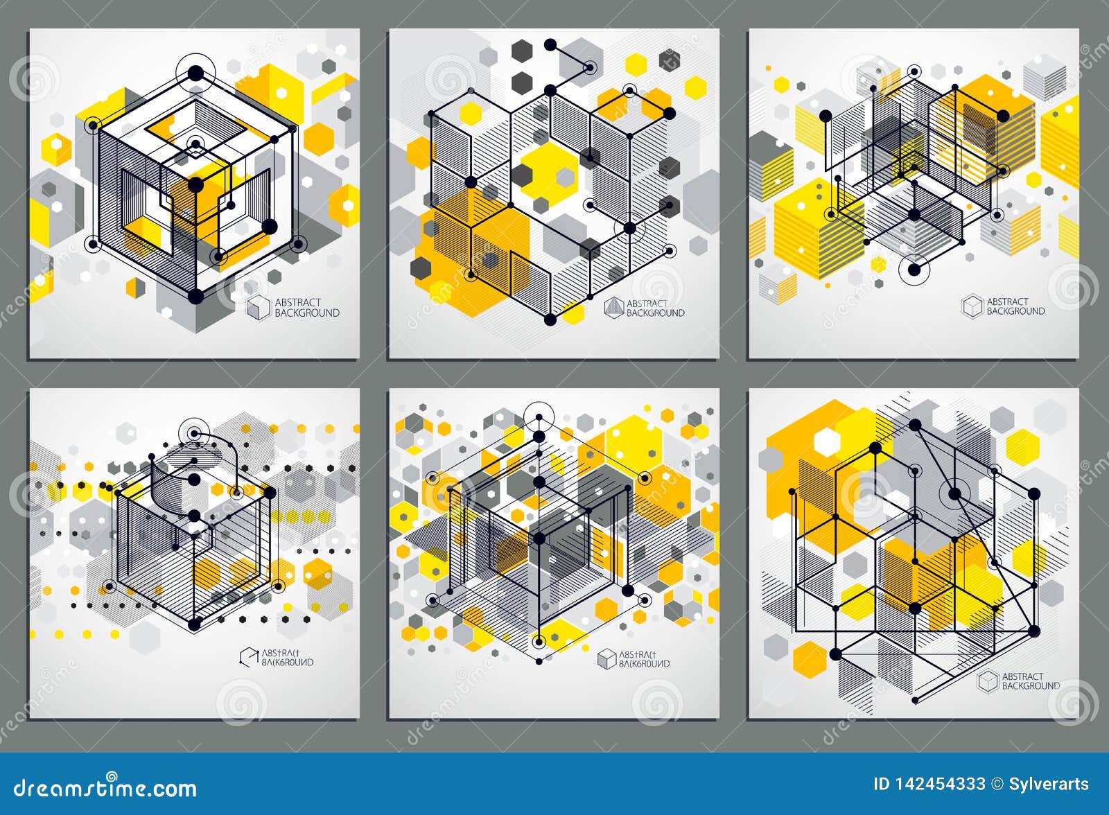 Engineering Technological Yellow Vector 3D Wallpapers Set Made with ...