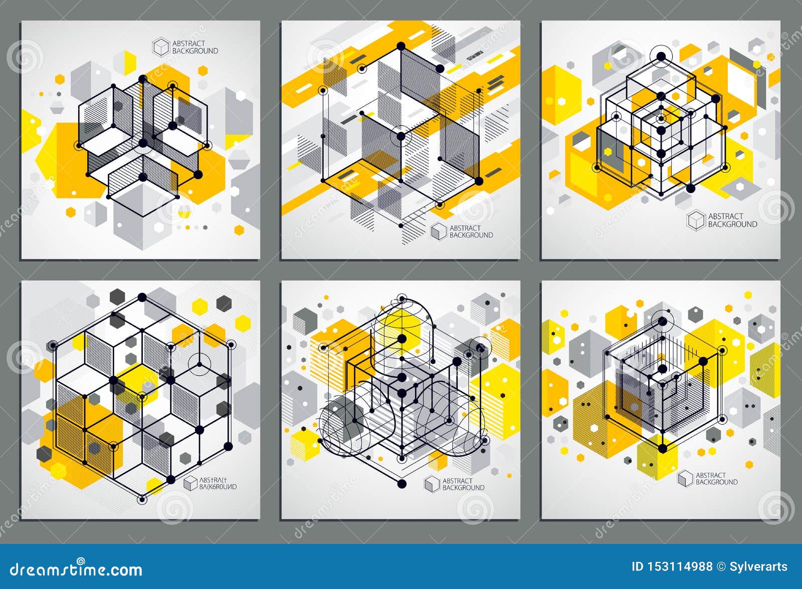 Engineering Technological Yellow Vector 3D Wallpapers Set Made with ...