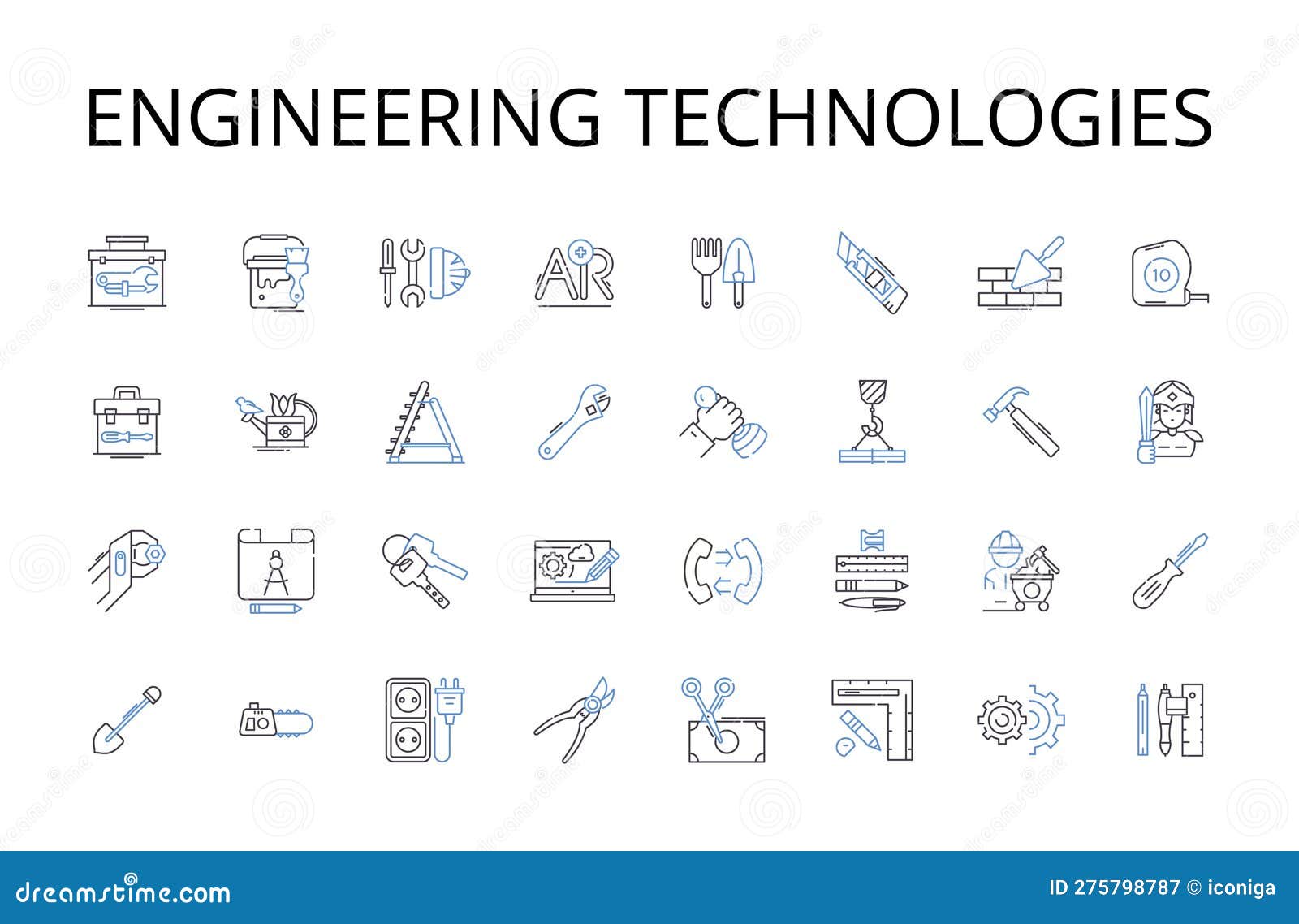 Engineering Technologies Line Icons Collection. Computer Systems ...