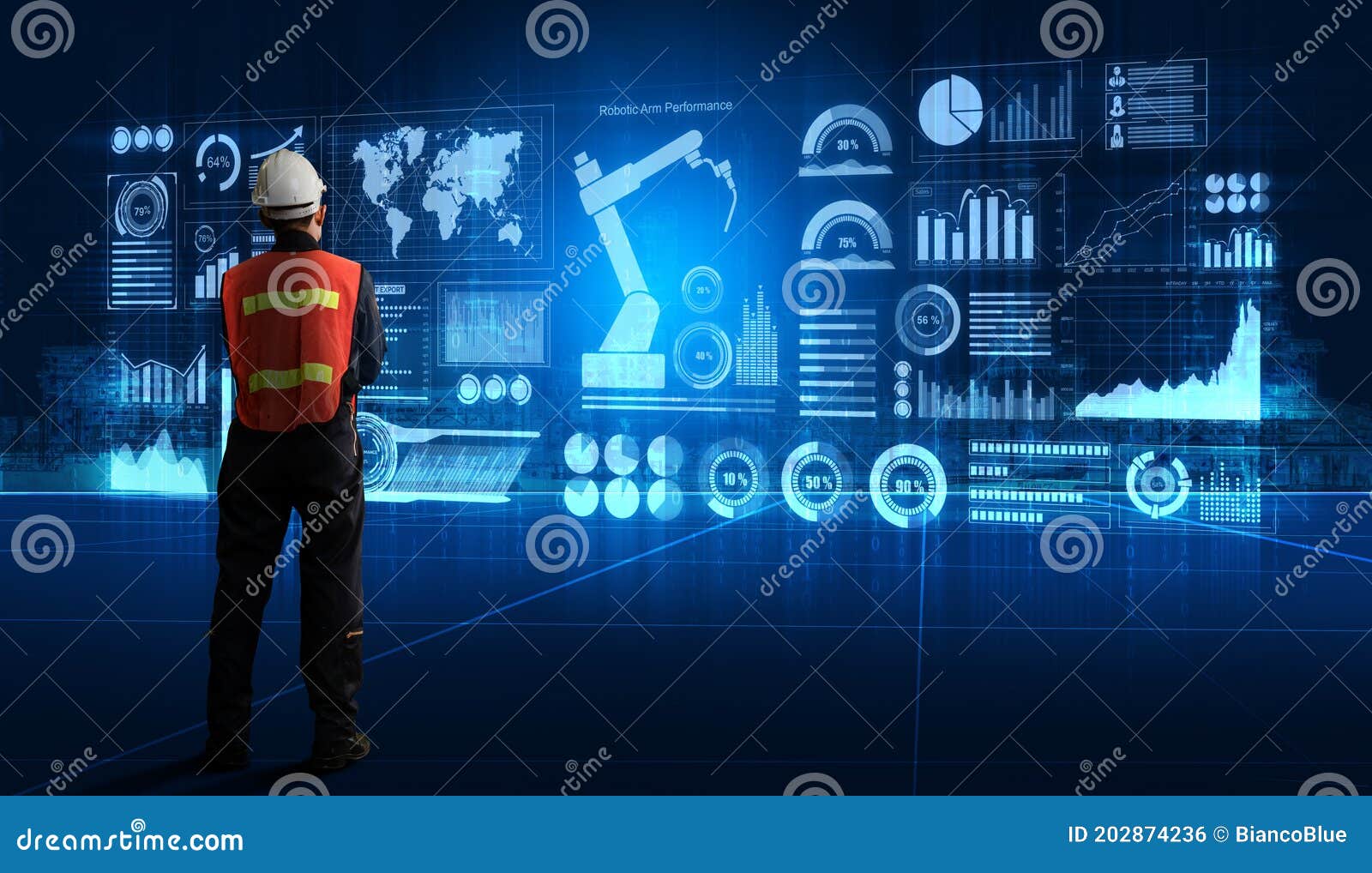 Smart Factory, Modern Automated Production Plant With Robot Arms Stock ...