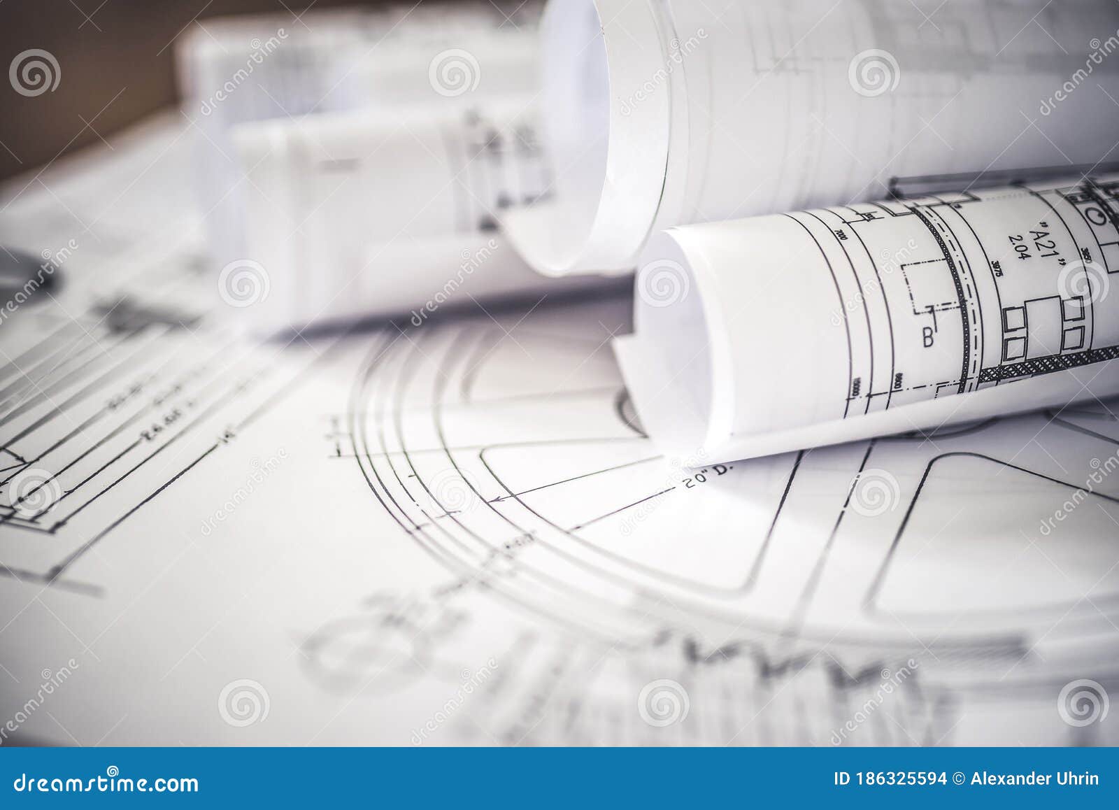 Engineering and Technology of Roll and Flat Technical Drawing. Bunch of ...