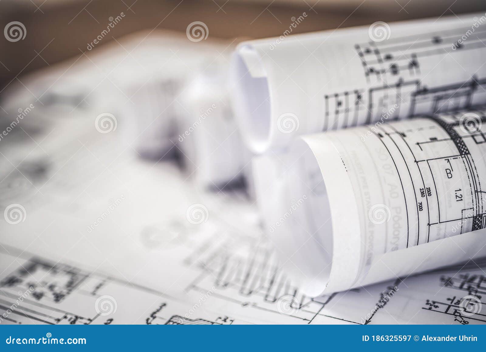 Engineering and Technology of Roll and Flat Technical Drawing. Bunch of ...