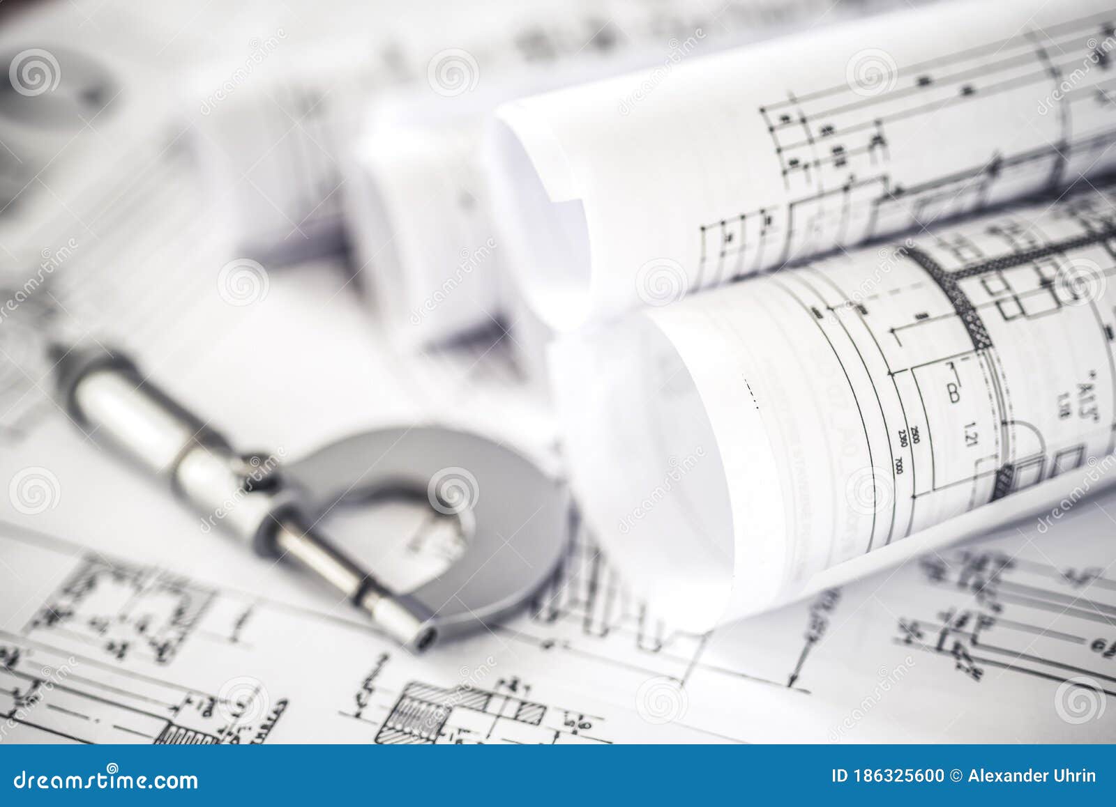 Engineering and Technology of Roll and Flat Technical Drawing. Bunch of ...