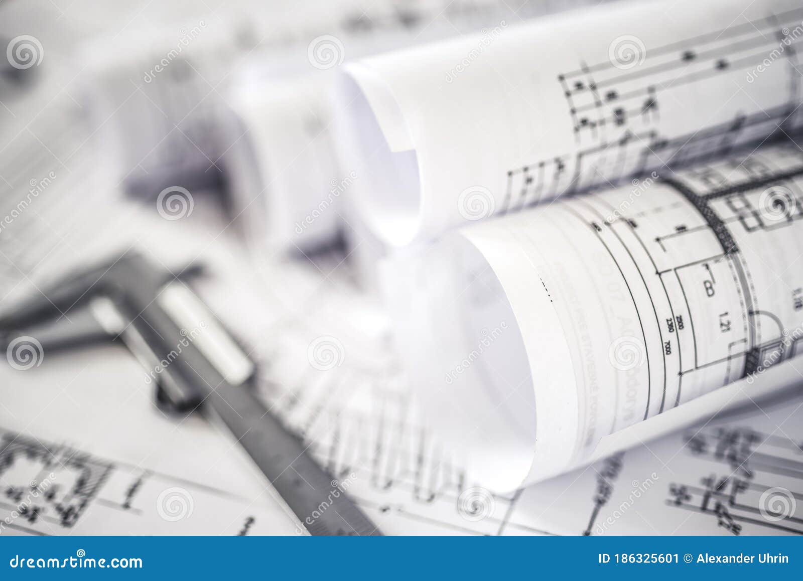 Engineering and Technology of Roll and Flat Technical Drawing. Bunch of ...