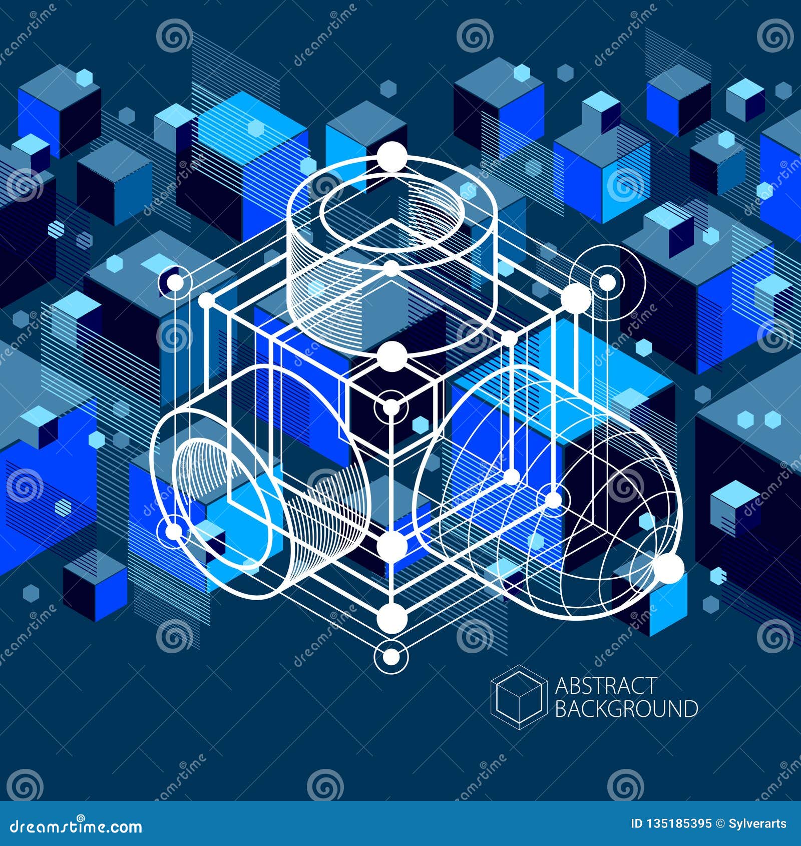 Engineering Technology Vector Dark Blue Wallpaper Made with 3D Cubes ...