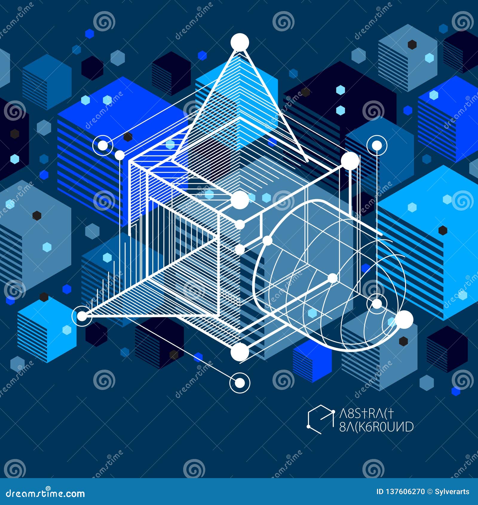 Engineering Technology Vector Dark Blue Wallpaper Made with 3D Cubes ...