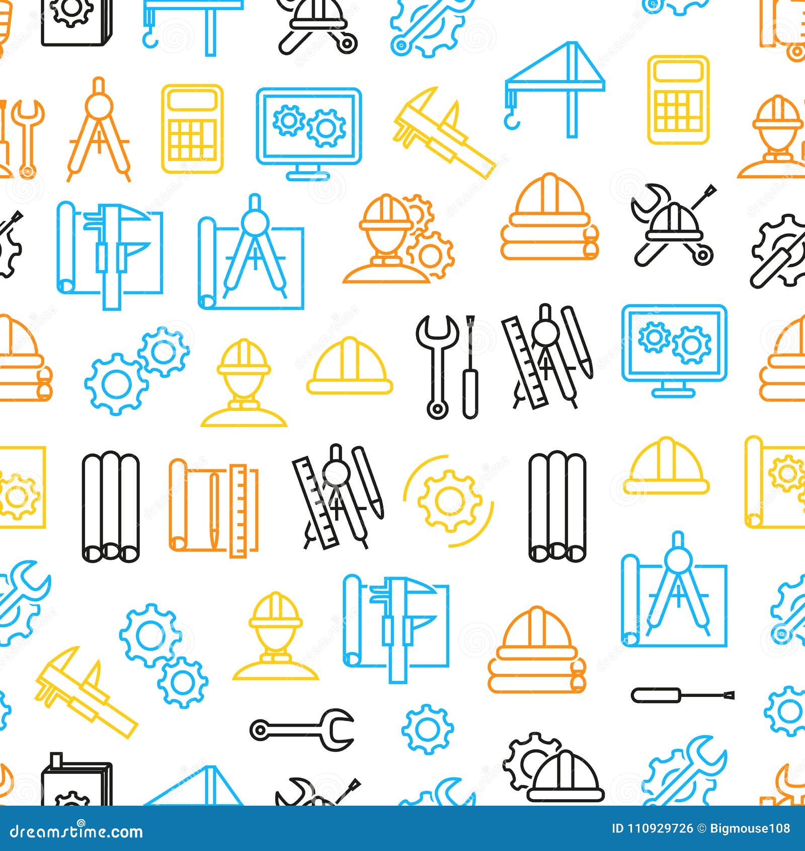 Engineering Thin Line Seamless Pattern Background. Vector Stock Vector ...