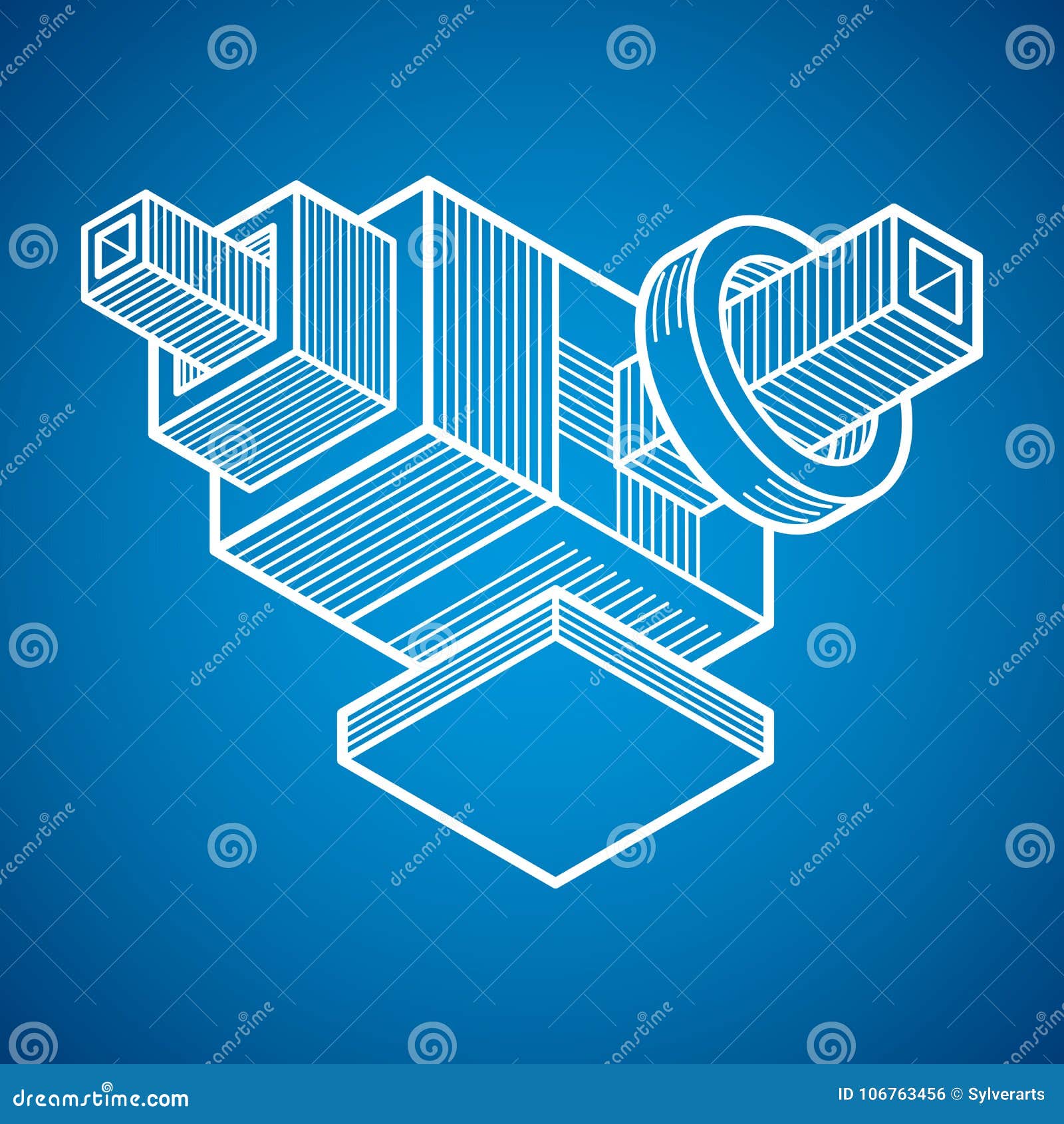 Engineering Three-dimensional Construction, Abstract Vector Trig Stock ...