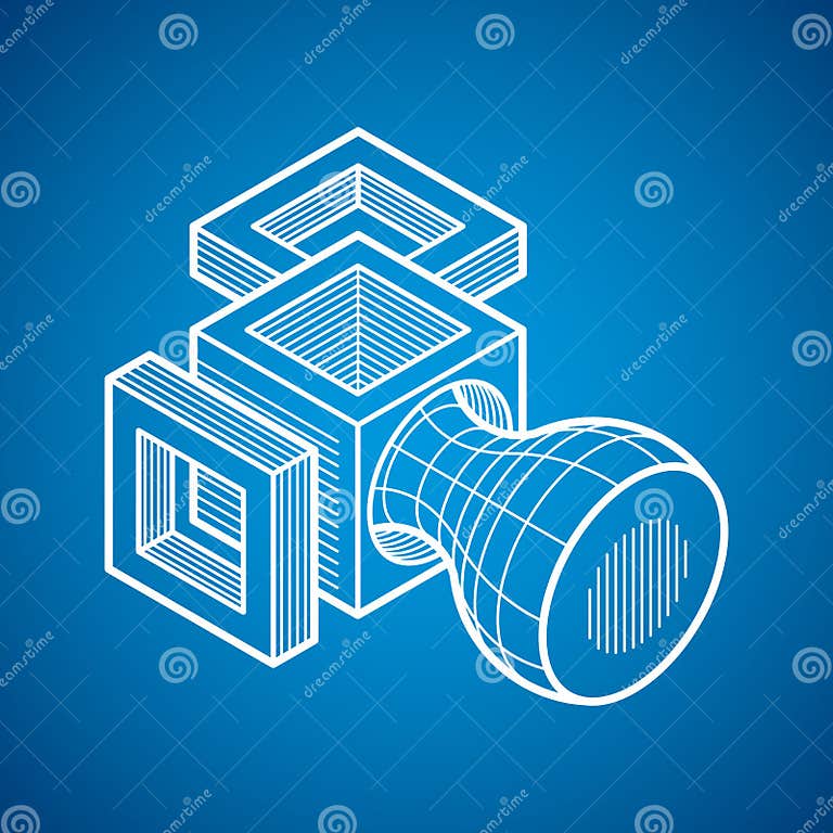 Engineering Three-dimensional Construction, Abstract Vector Trig Stock ...