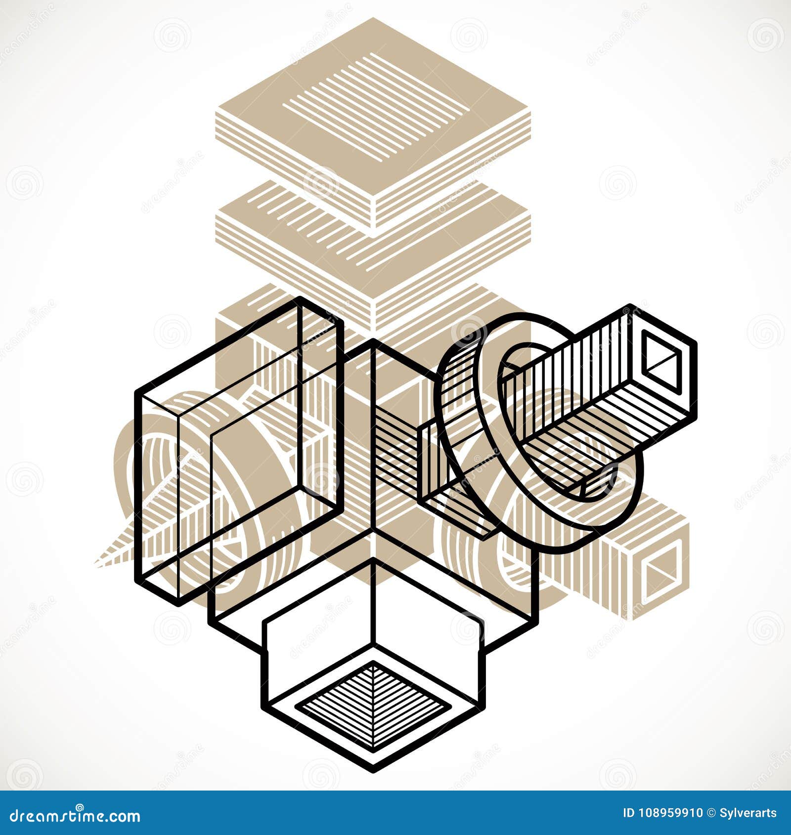 Engineering Three-dimensional Construction, Abstract Vector Trig Stock ...