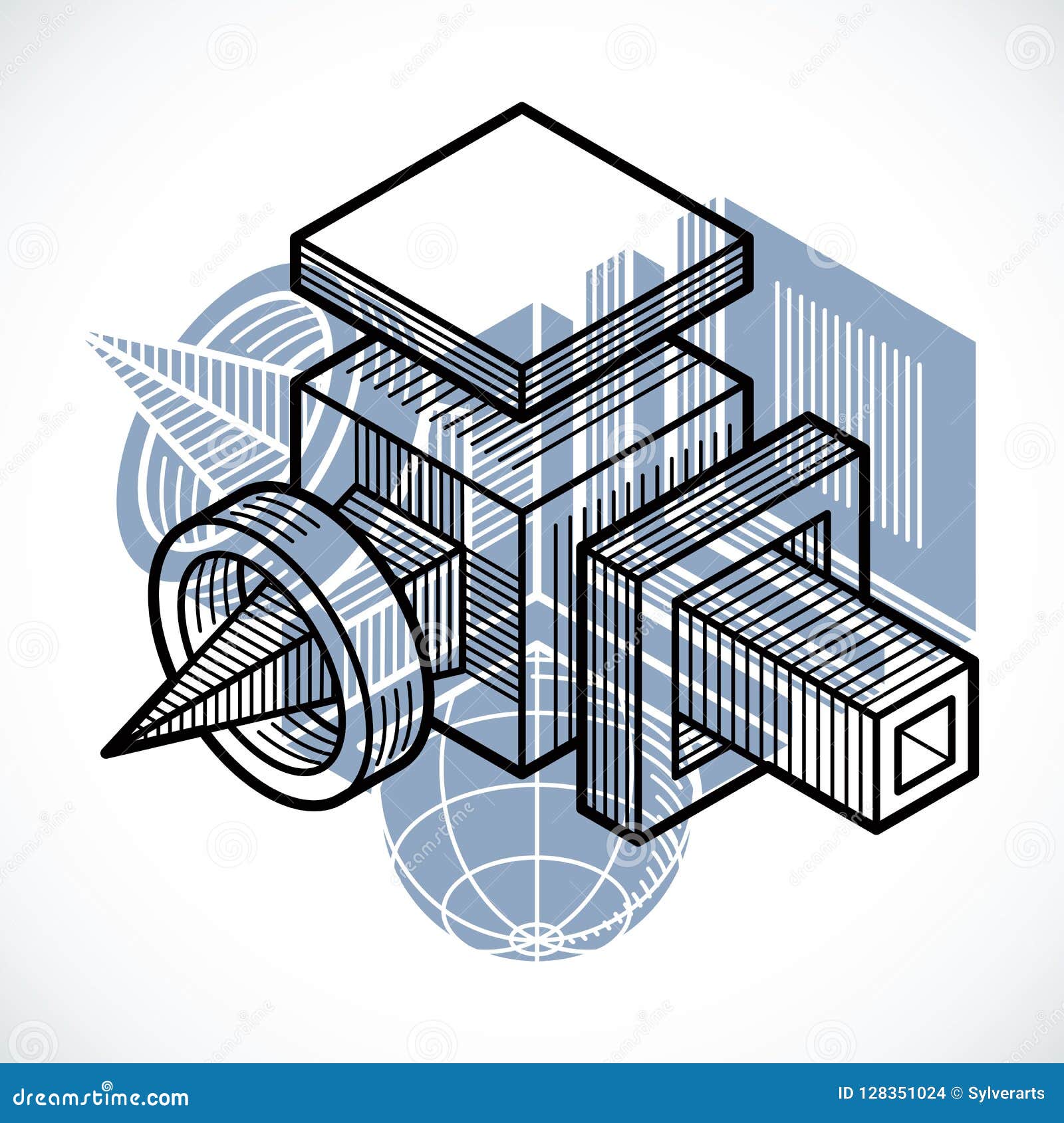 Engineering Three-dimensional Construction, Abstract Vector Trig Stock ...