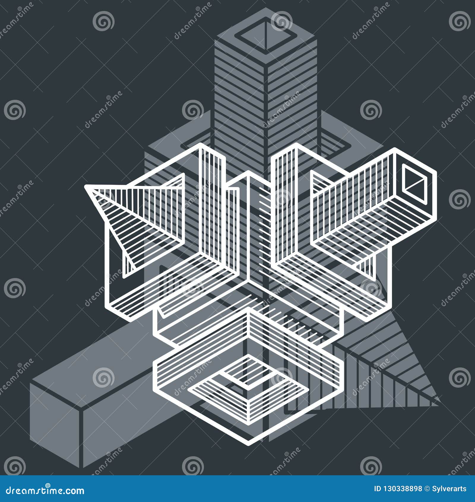 Engineering Three-dimensional Construction, Abstract Vector Trig Stock ...