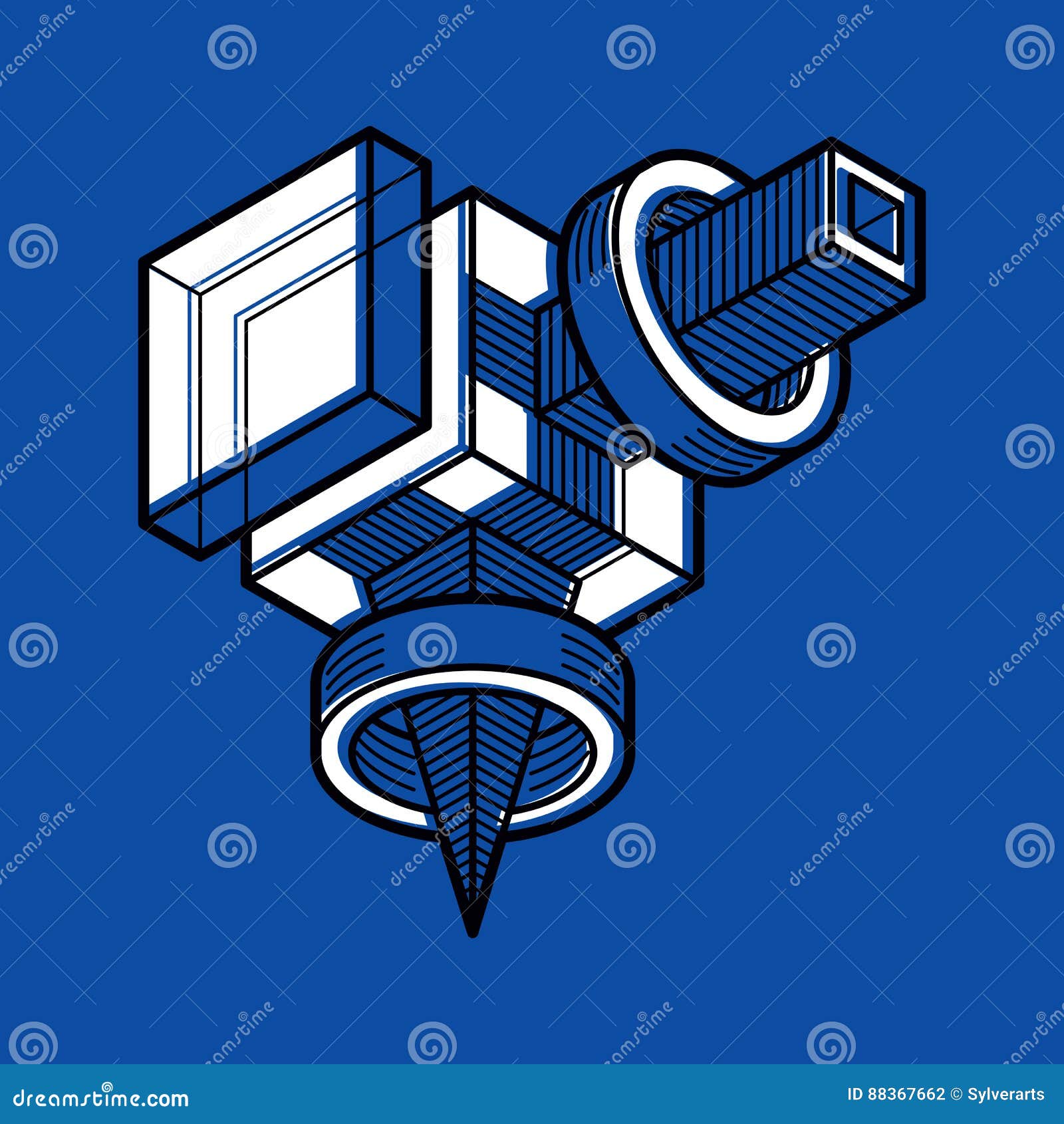 Engineering Three-dimensional Construction, Abstract Vector Trig Stock ...